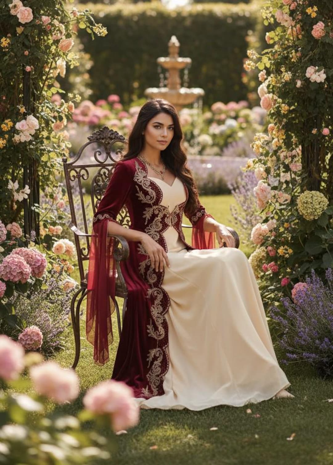 Vintage Velvet Turkish Wedding Dress: Burgundy Ottoman Kaftan, M-L - Etsy