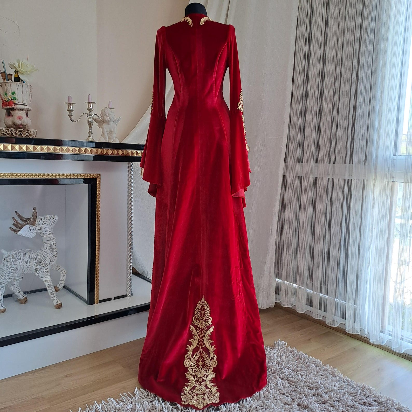 Vintage Velvet Turkish Kaftan: Red Ottoman Wedding Dress (SM) - Etsy