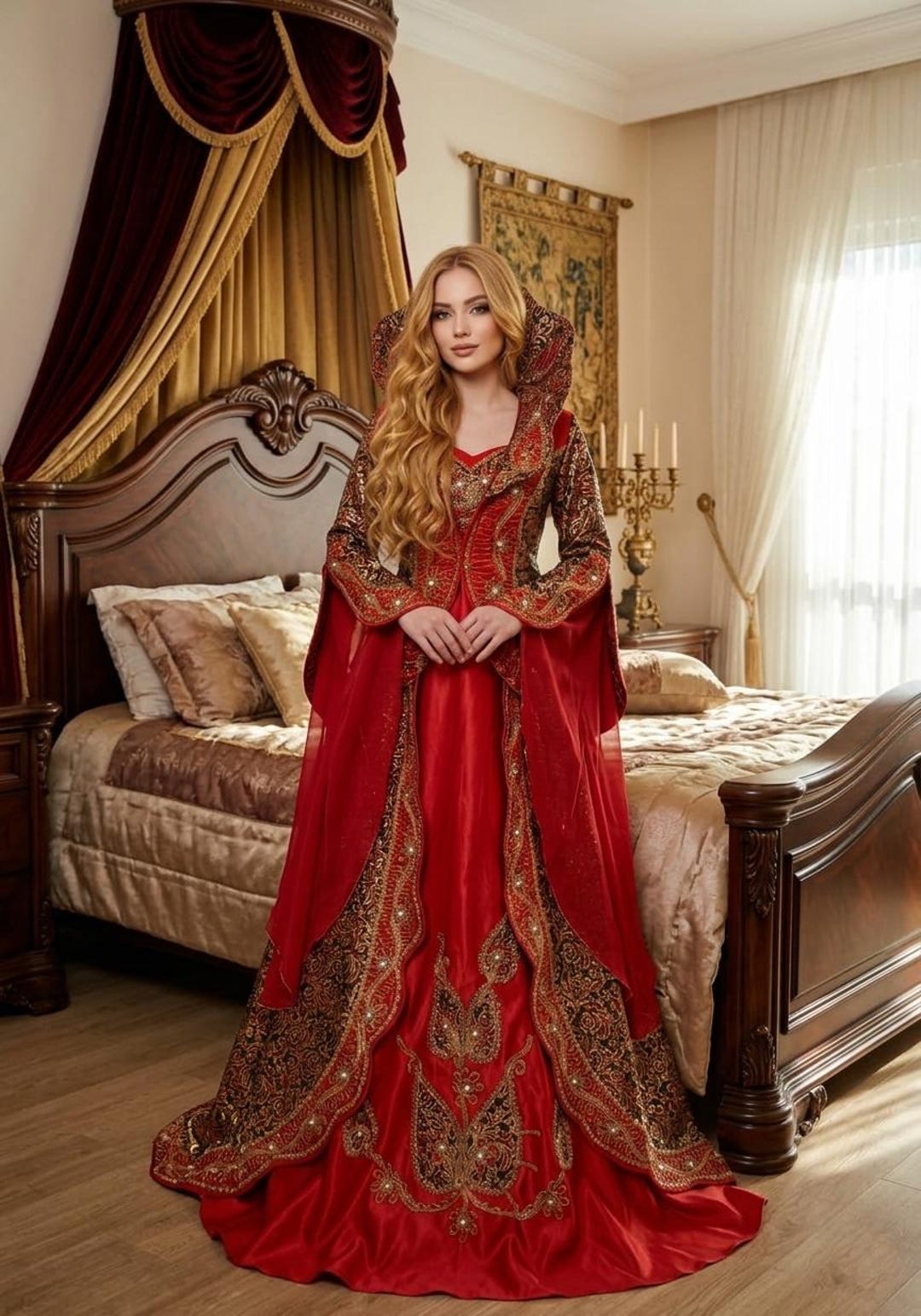 Renaissance Gorgeous Medieval Wedding Dress,elven Dress,wedding Kimono ...