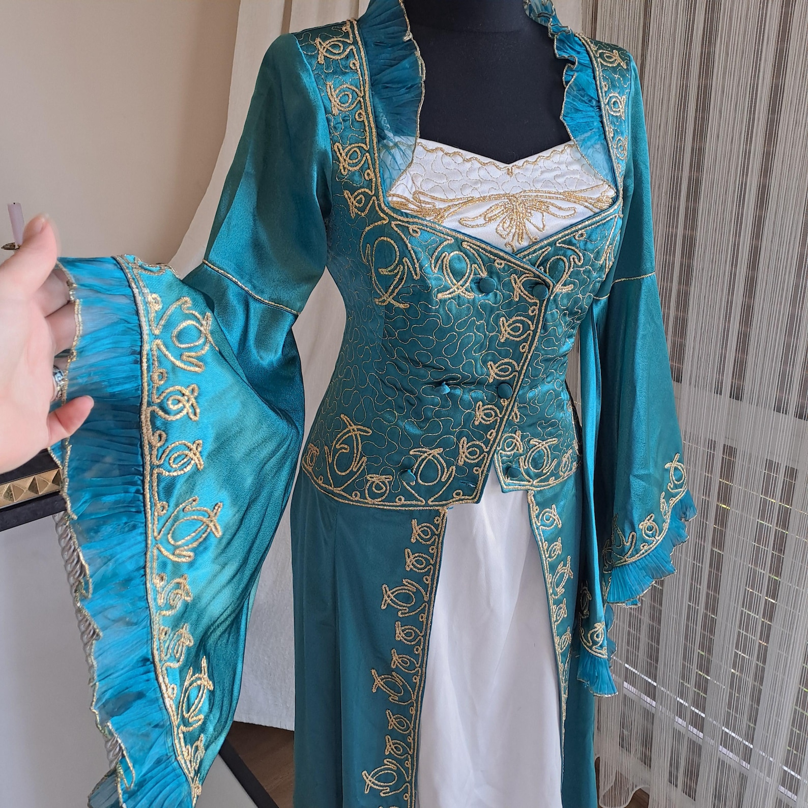 Traditional Vintage Turquoise Blue Turkish Wedding Dress Blue Bindalli ...