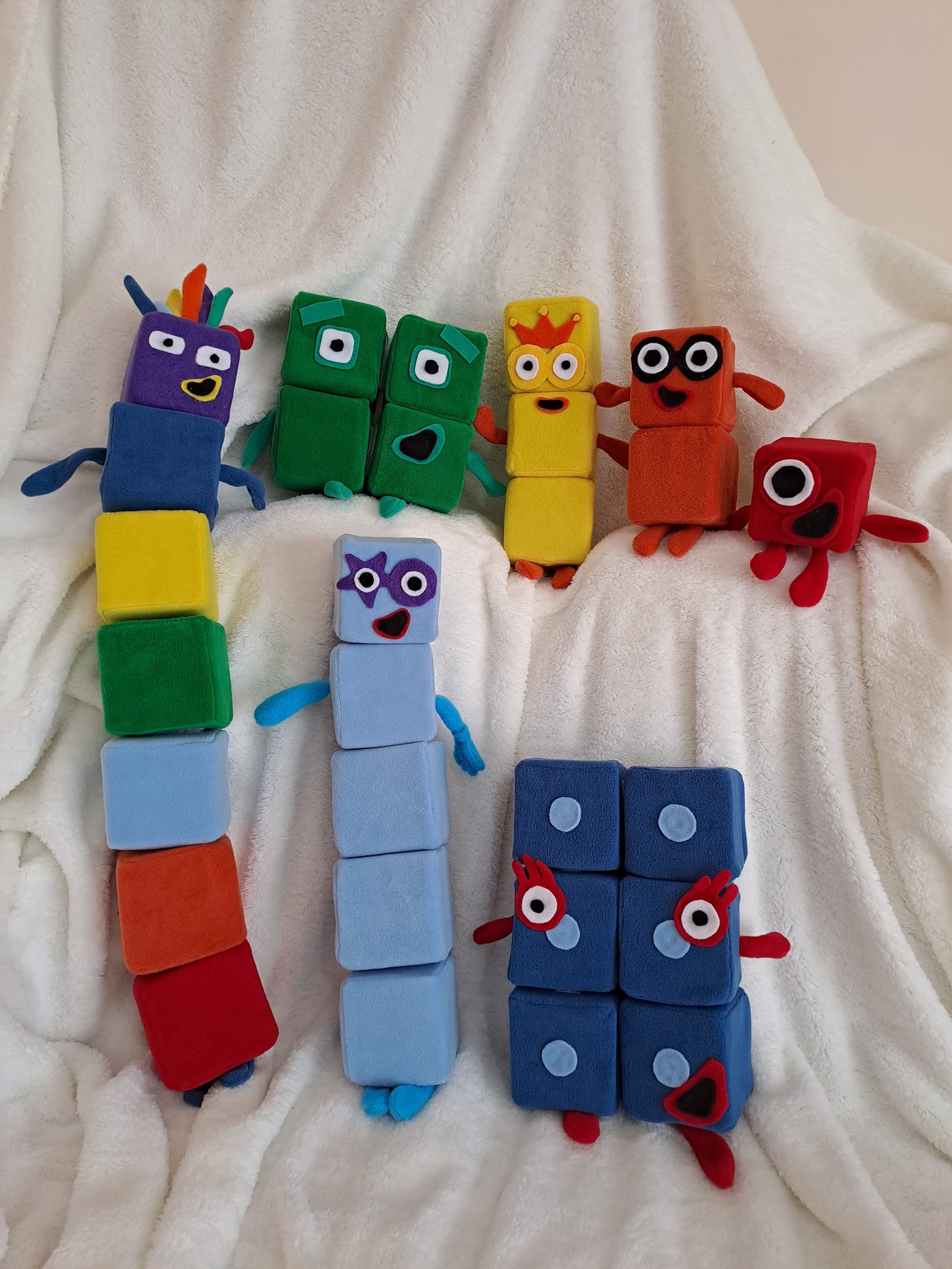 Numberblocks Characters Faces1-10 Number Plushie Soft Toy 3 Square Full ...