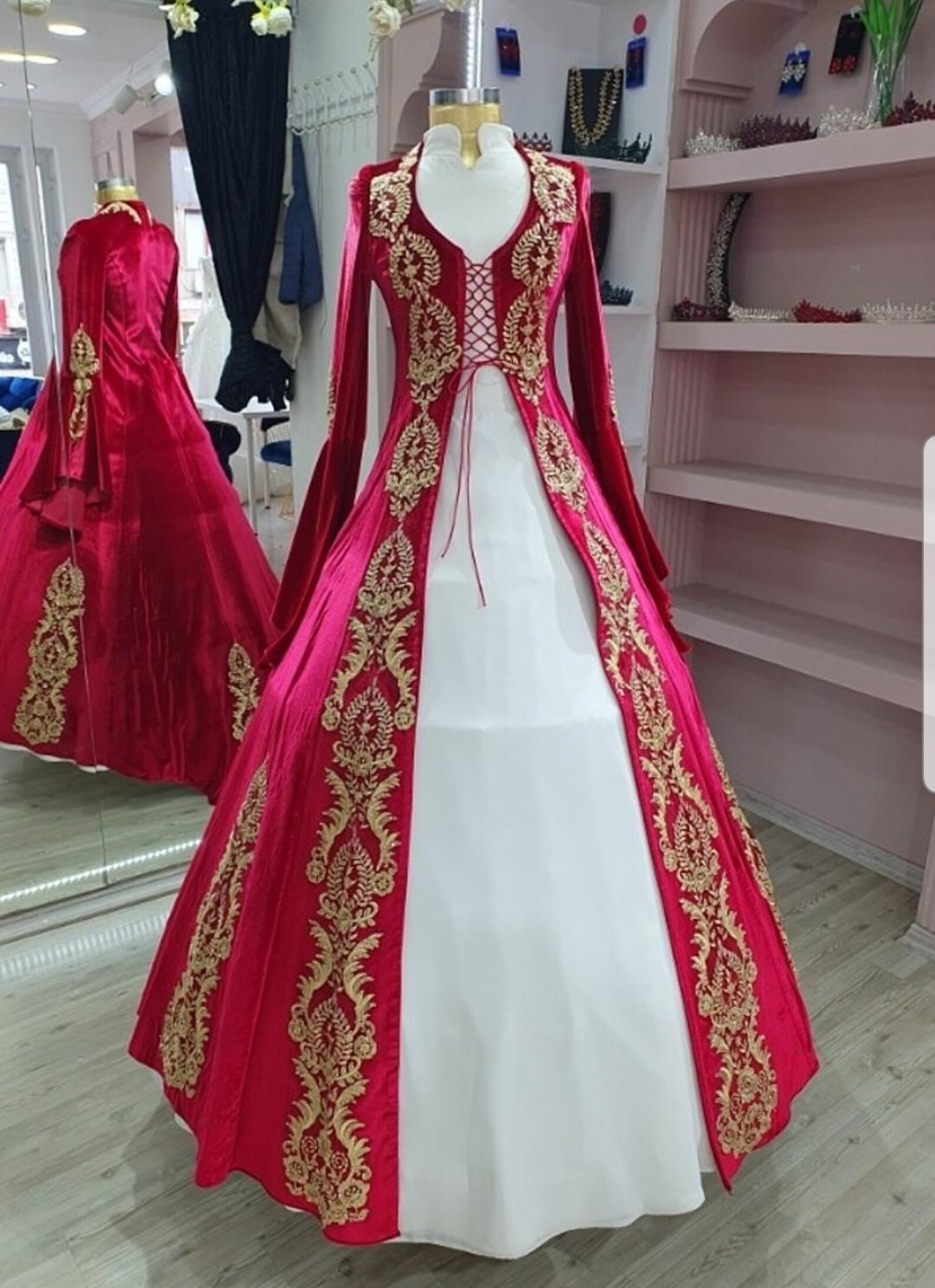 Vintage Velvet Turkish Kaftan: Red Ottoman Wedding Dress (SM) - Etsy