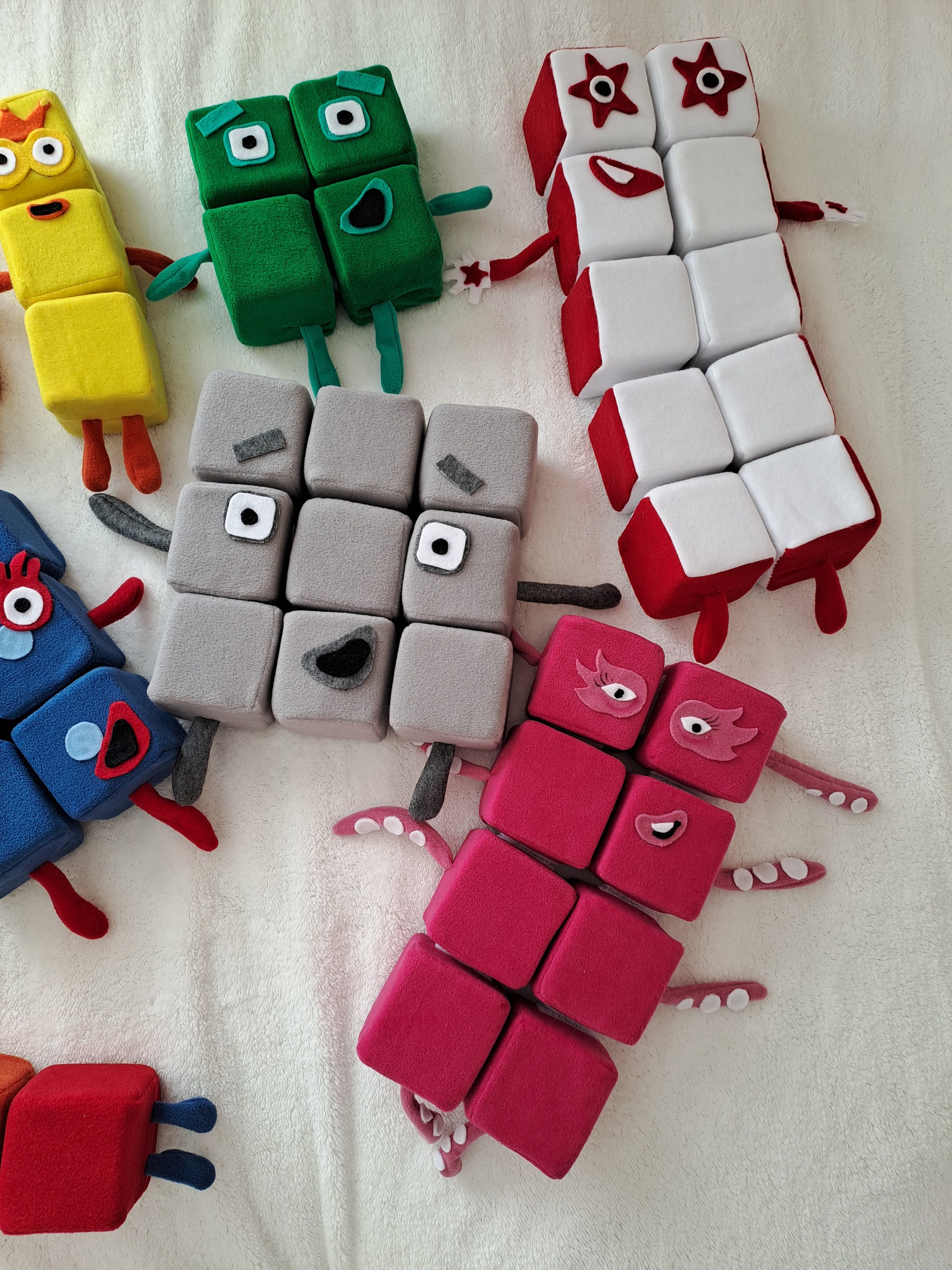 Numberblocks Characters Faces1-7 Number Plushie Soft Toy 3 Square Full ...
