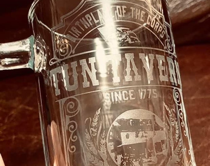 Tun Tavern Glass-etched Beer Mug Glass Beer Mug Etched Glass - Etsy
