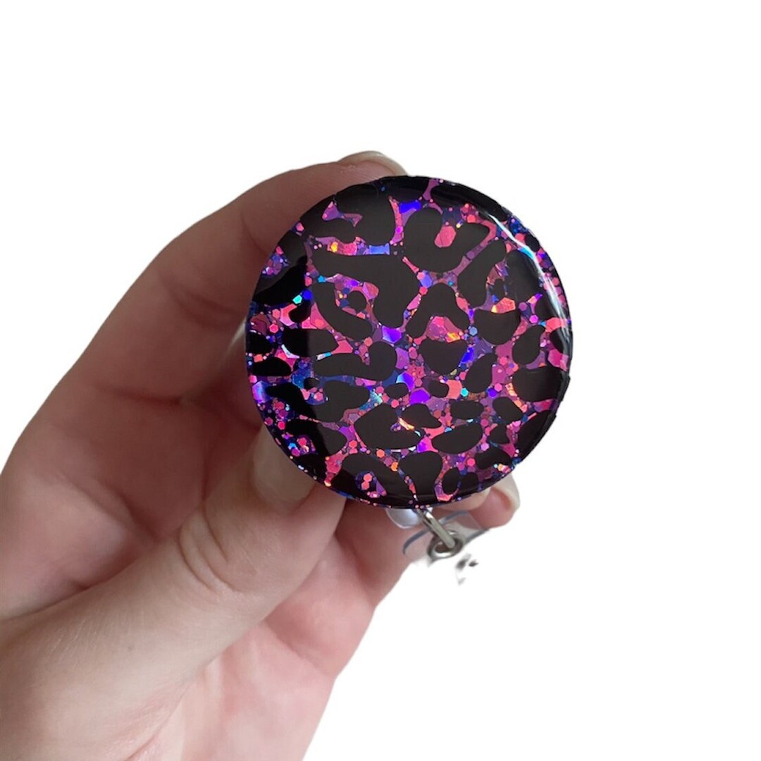 Cheetah Badge Reel Cheetah Badge Holder Purple Cheetah Print - Etsy