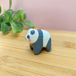 Panda Figurine, Handmade Polymer Clay Sculpture, Mini Bear Figure ...