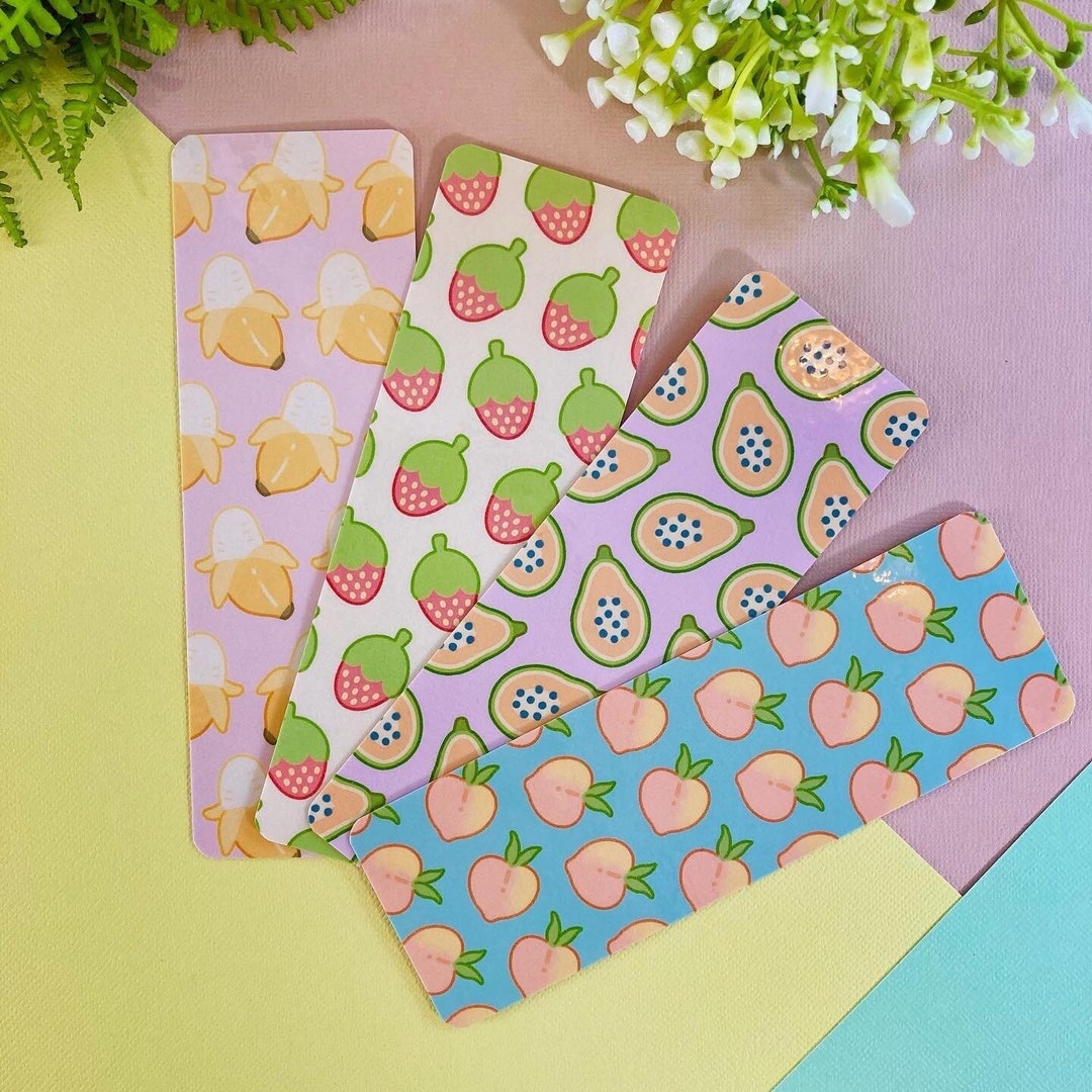 Cute Fruit Bookmarks, Bookmark Bundle of 4, Pastel Bookmarks, Laminated ...
