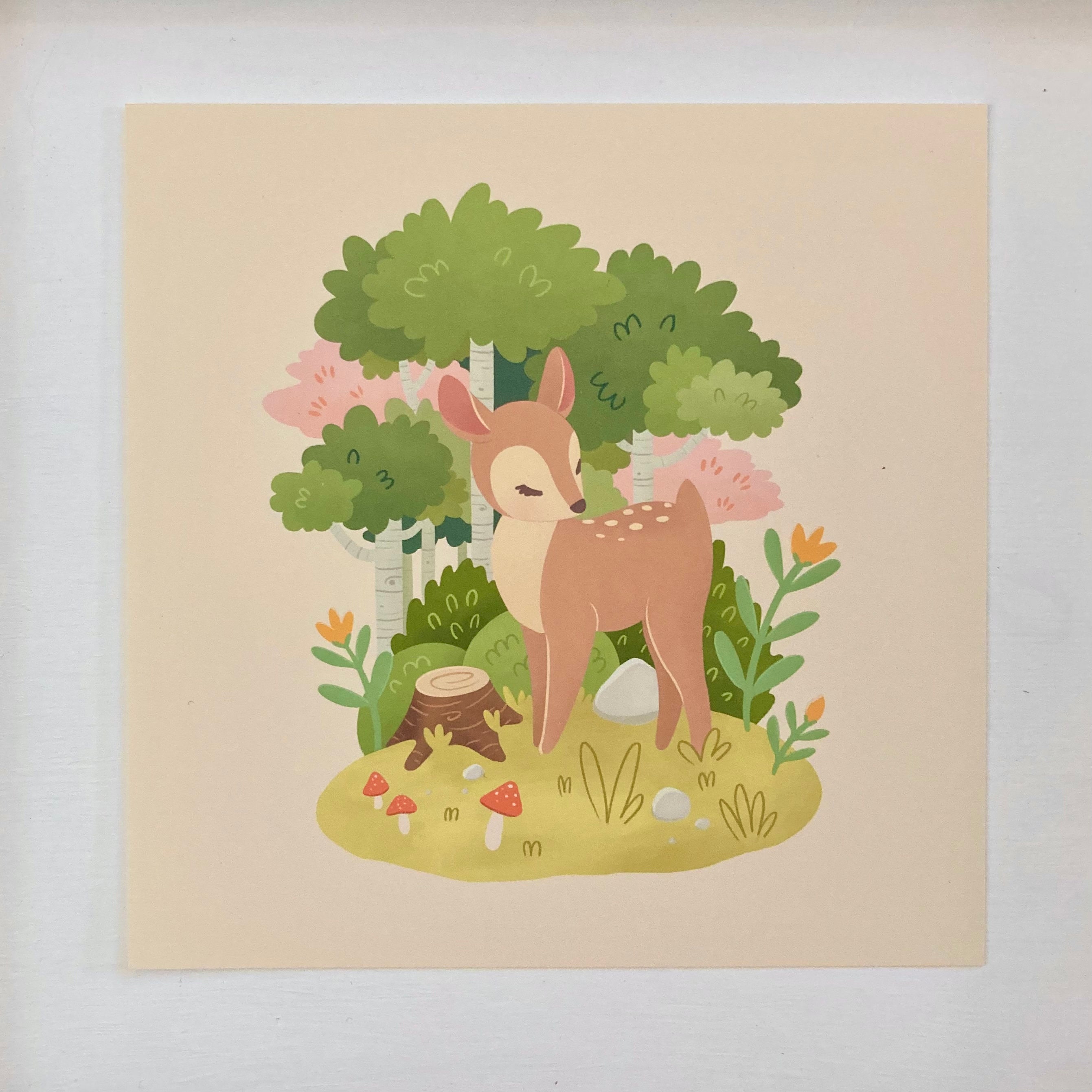 Fawn Art Print, Cute Fawn Art, Deer Illustration, Small Art Print ...