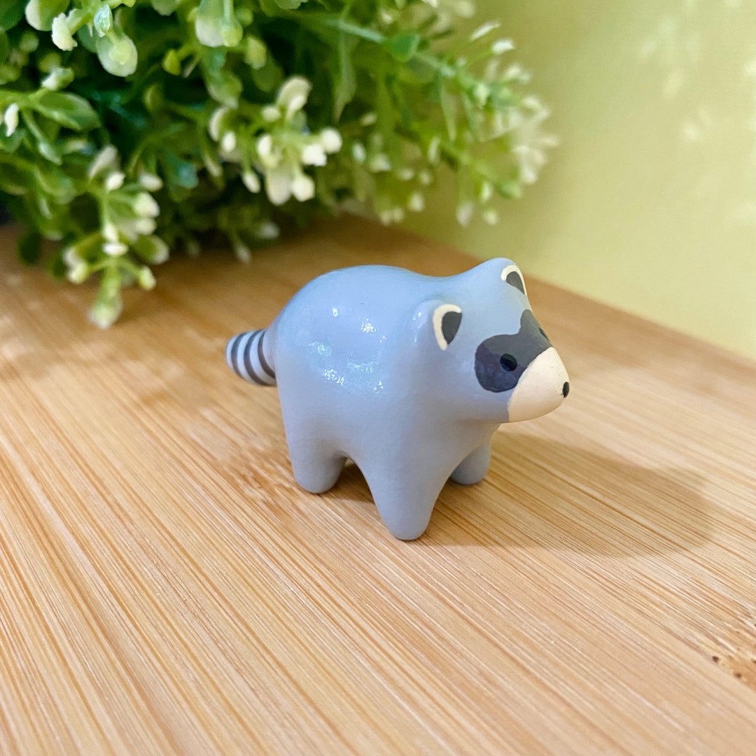 Raccoon Figurine, Cute Miniature Raccoon, Woodland Animal, Forest Room ...
