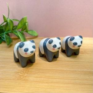 Panda Figurine, Handmade Polymer Clay Sculpture, Mini Bear Figure ...