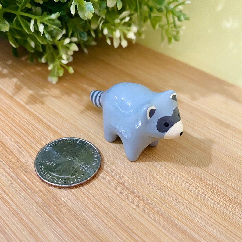 Raccoon Figurine, Cute Miniature Raccoon, Woodland Animal, Forest Room ...