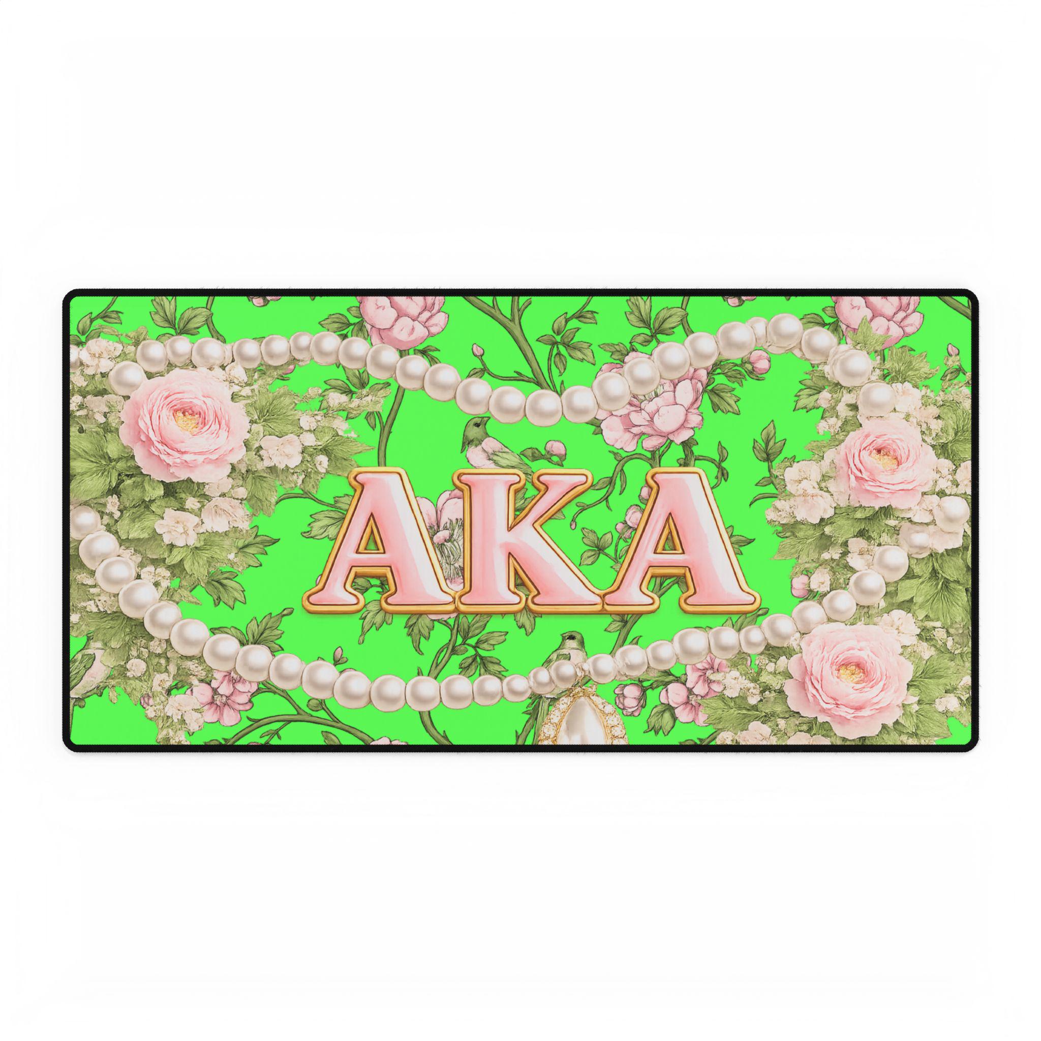 AKA Sorority Desk Mat, Pink & Green Alpha Kappa Alpha Office Decor - Etsy