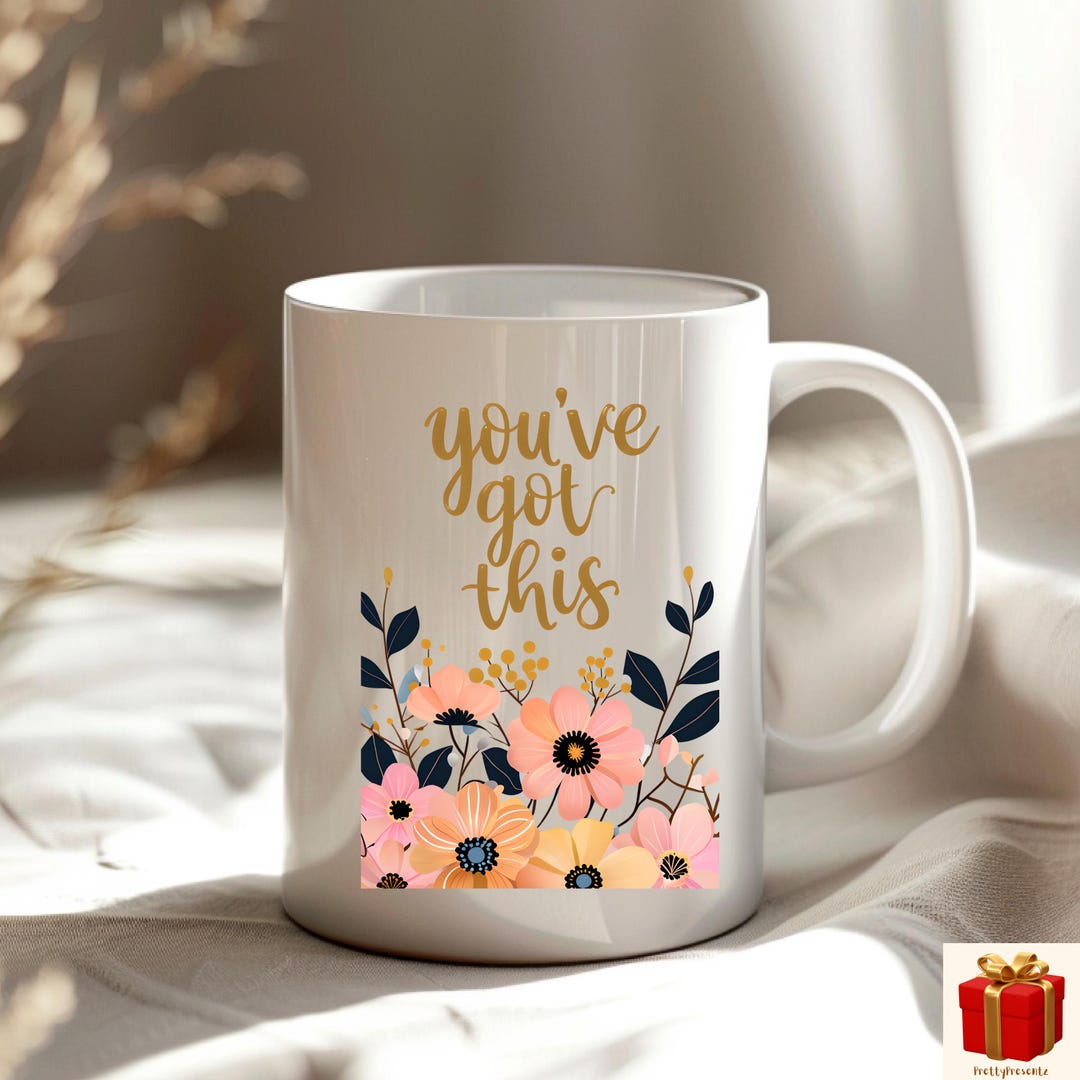 Positive Affirmation Cup Gift for Her, Encouragement Floral Mug ...