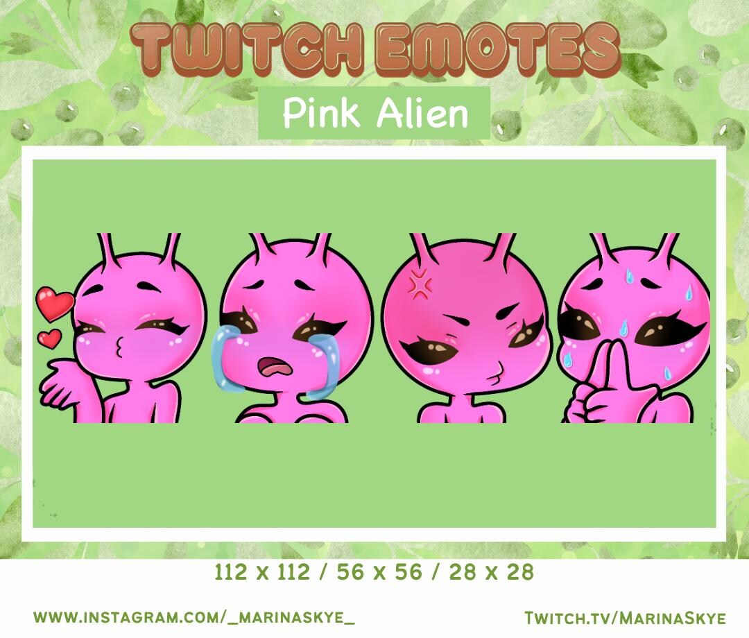 Pink Alien Emotes 4 Pack - Twitch, Discord, Kawaii - Etsy