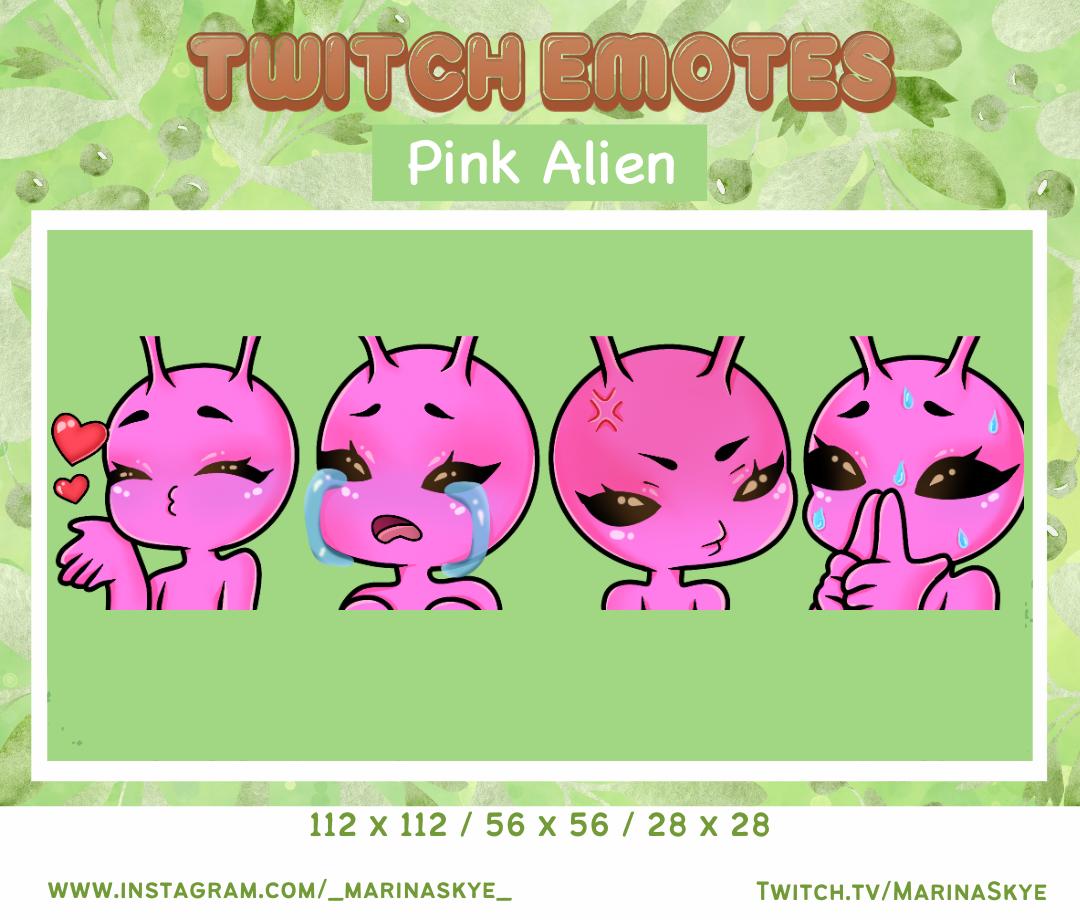 Pink Alien Emotes 4 Pack - Twitch, Discord, Kawaii - Etsy
