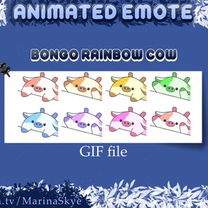 Bongo Rainbow Cow Animated Emote - Twitch, Discord, Kawaii - Etsy