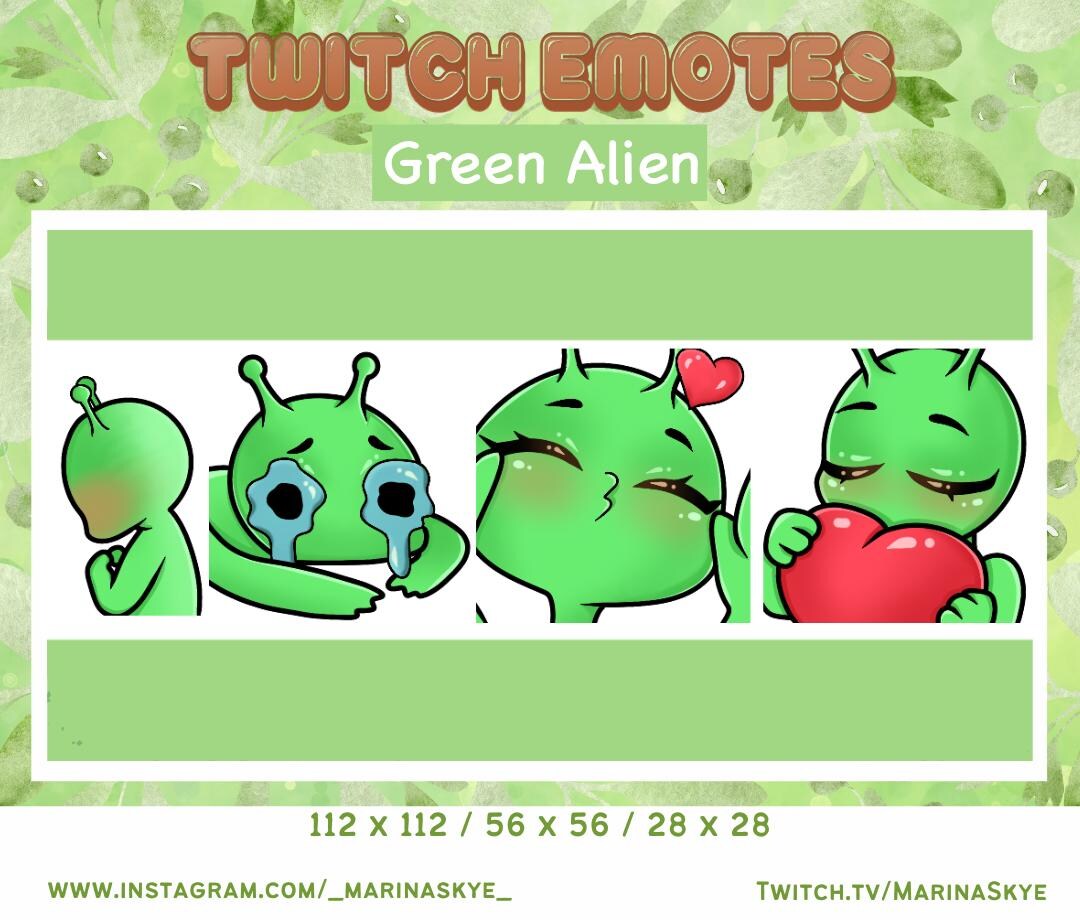 Green Alien Emotes 4 Pack Twitch, Discord, Kawaii - Etsy