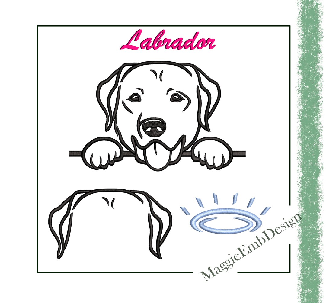Labrador Outline Machine Embroidery Designs Face, Ears, Halo 3 Digital ...