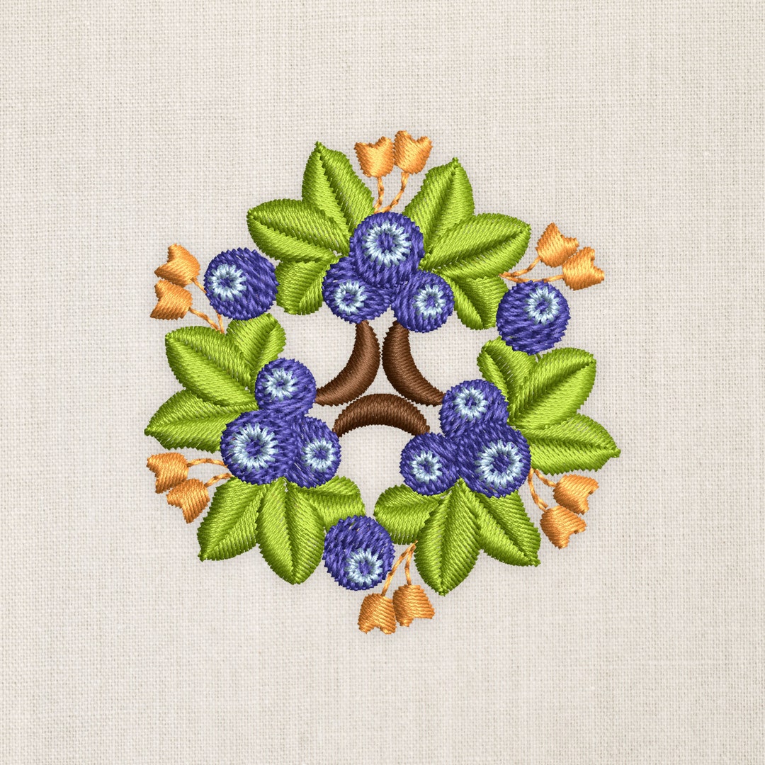 Blueberry Bouquet Machine Embroidery Mini Design 3 Sizes - Etsy