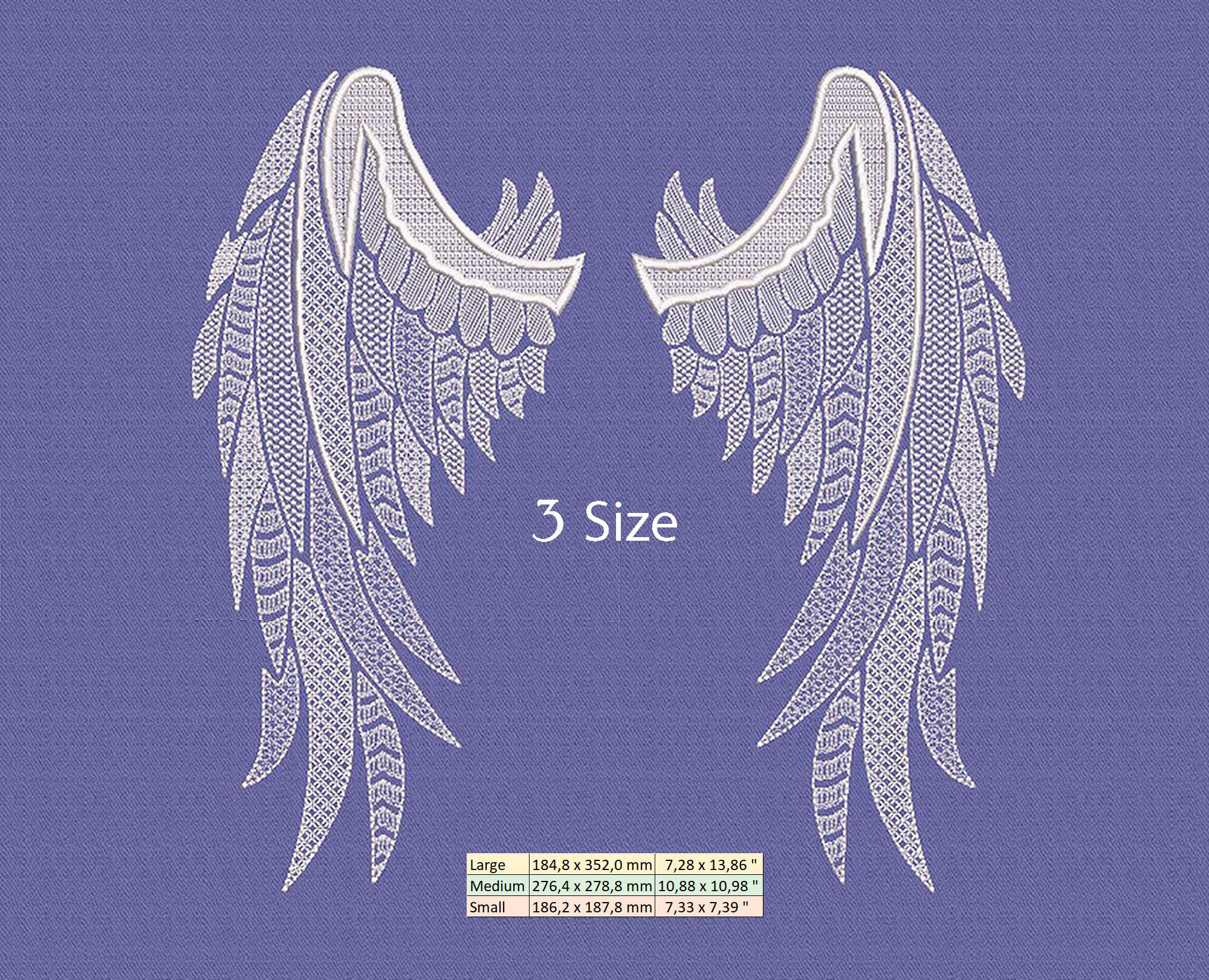 Angel Wings, Machine Embroidery Design 3 Sizes Instant Download ZIP - Etsy