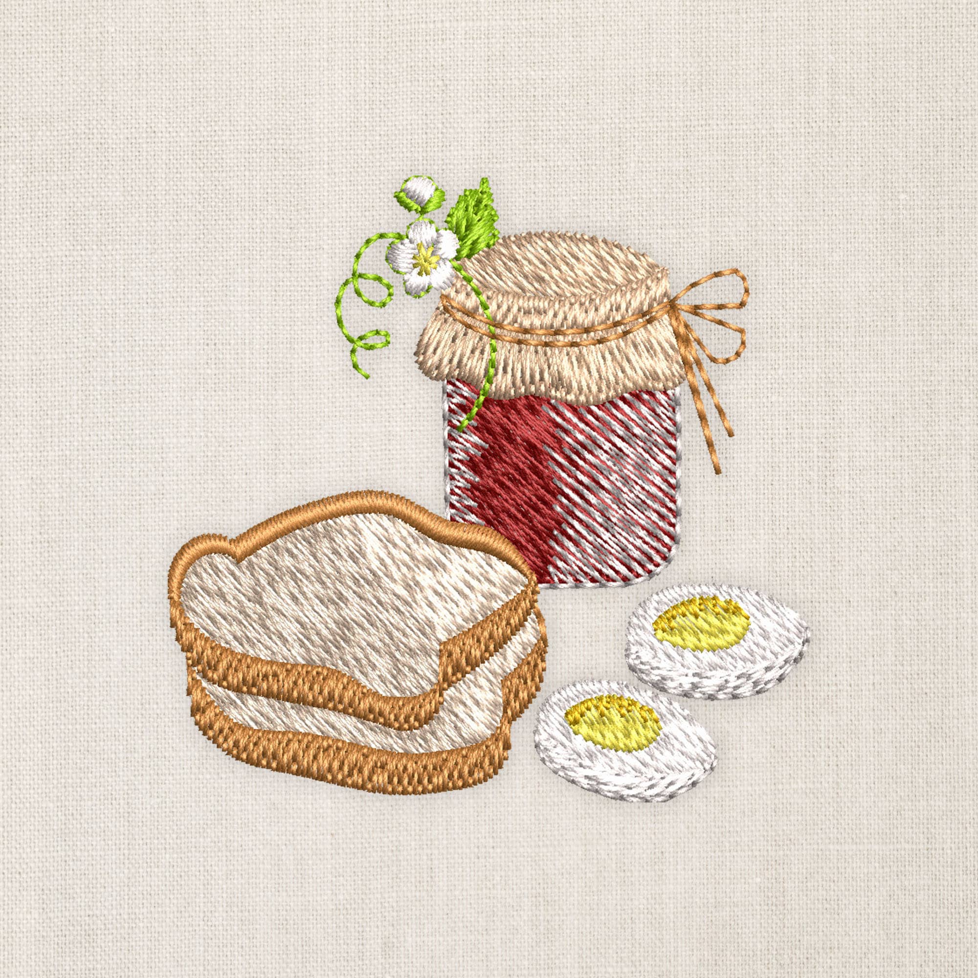 Bread Jam and Eggs Machine Embroidery Design 2 Sizes - Etsy