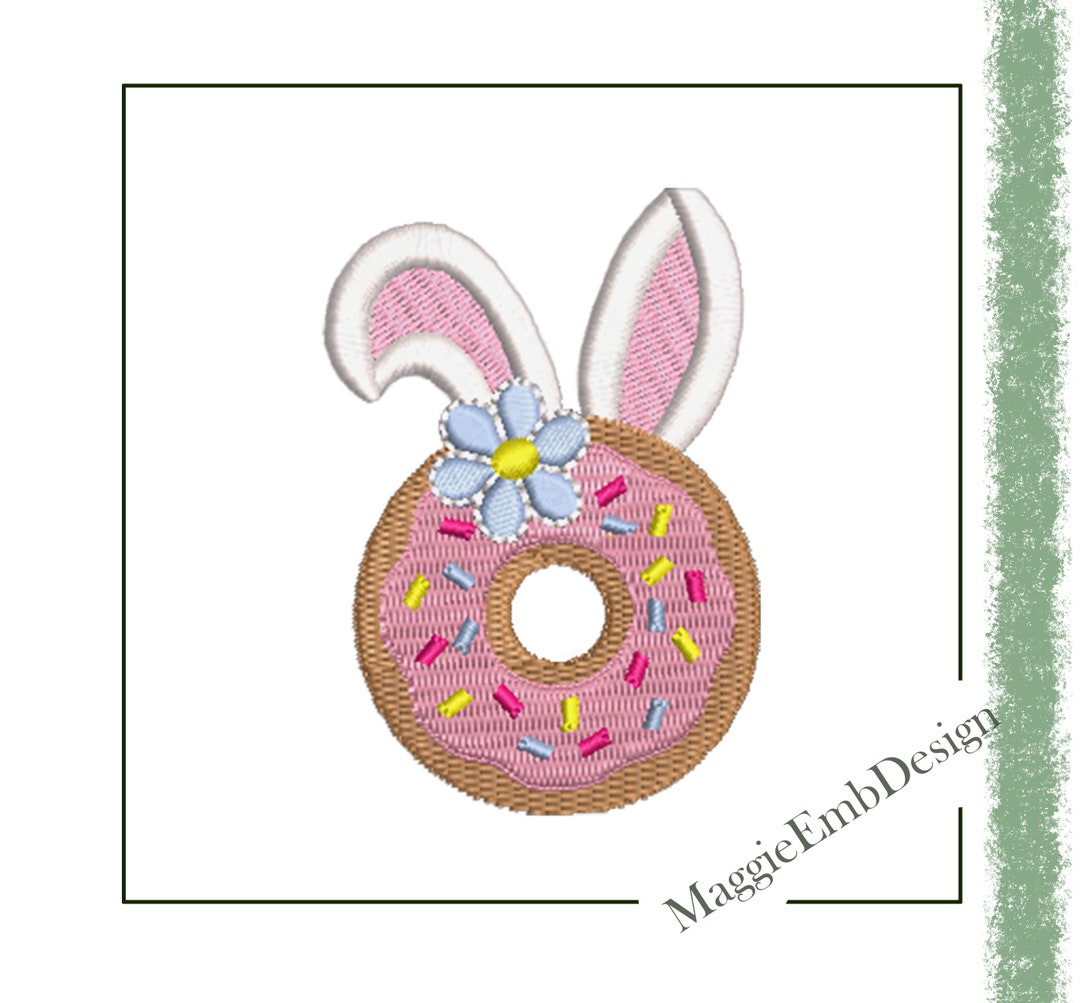 Donut Embroidery Machine Design. Donut With Bunny Ears. Machine ...