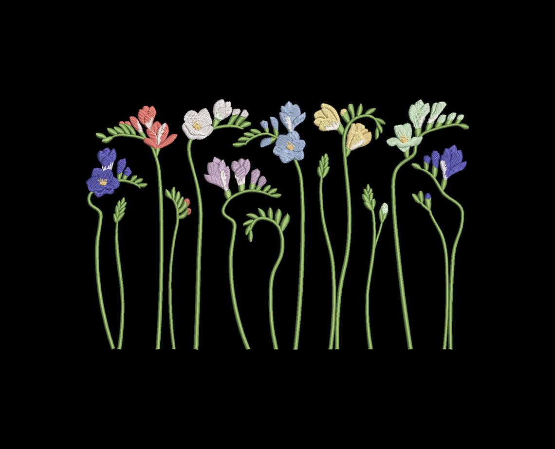 Spring Freesia Flower Machine Embroidery Flower Pattern - Etsy