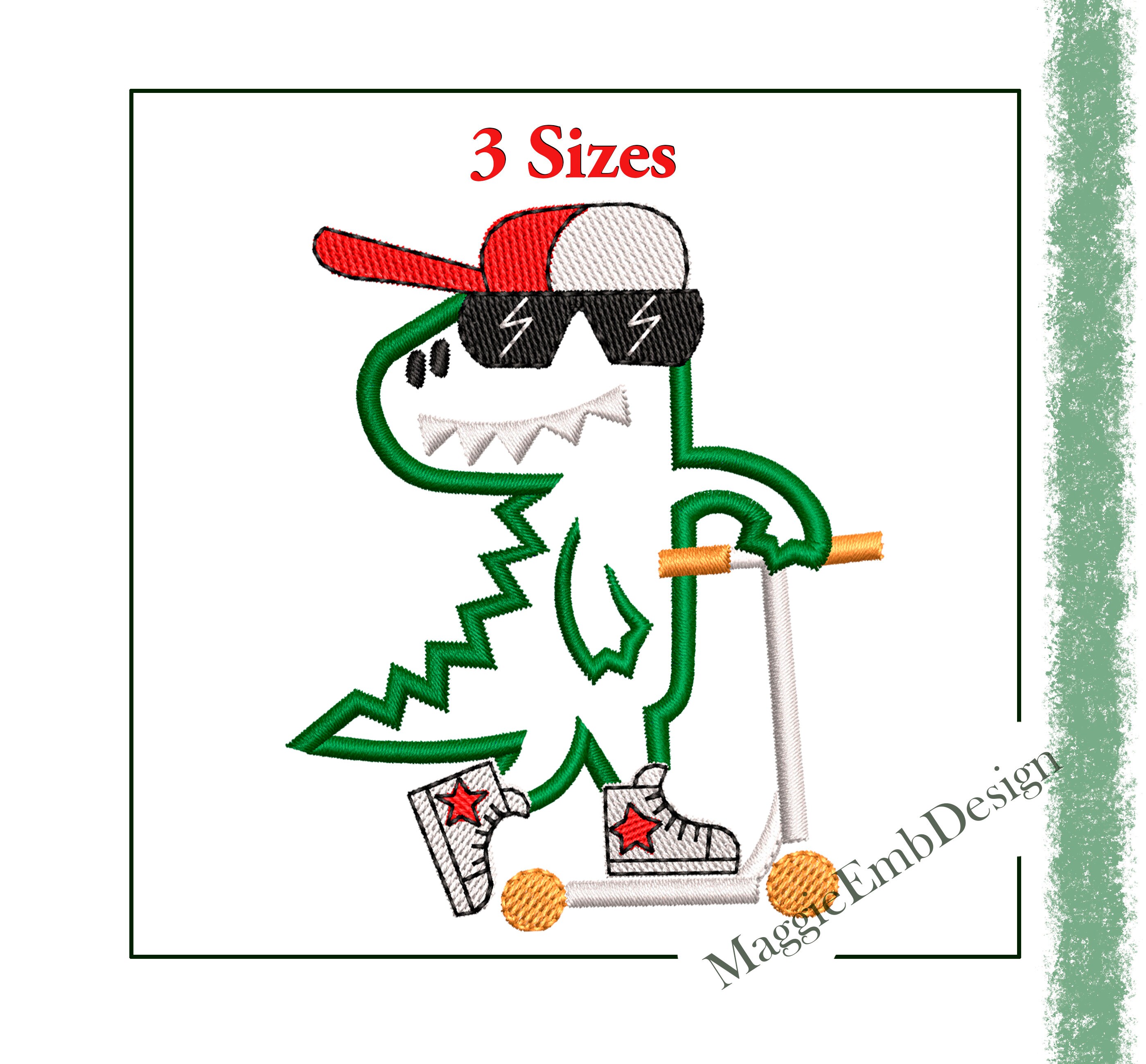 Dino Applique Embroidery Files Cute Little T-rex, Machine Embroidery ...