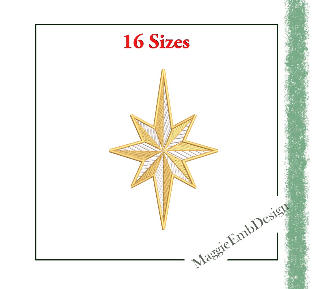 Christmas Star Machine Embroidery Design 16 Sizes - Etsy