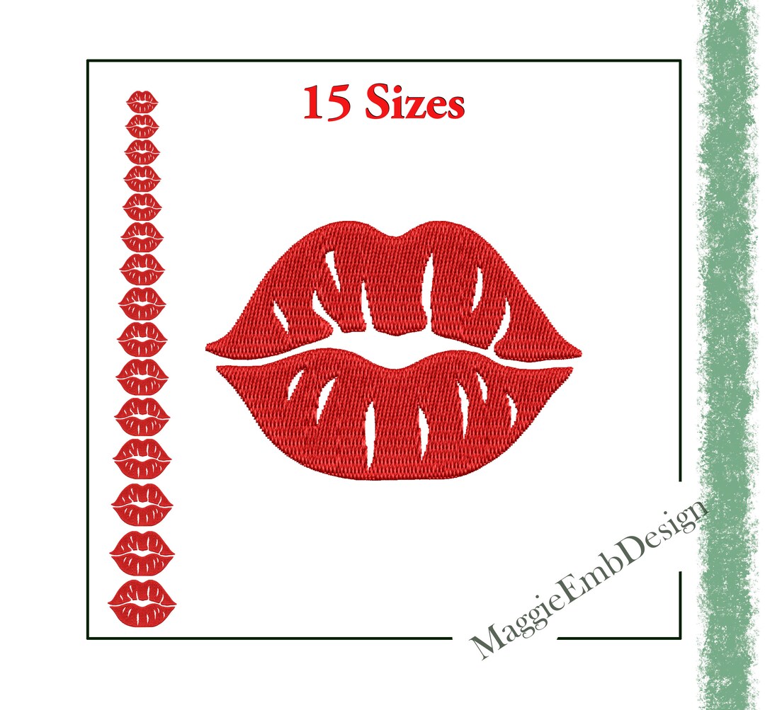Lips Embroidery Design, Love, Machine Embroidery Design, Valentine's ...