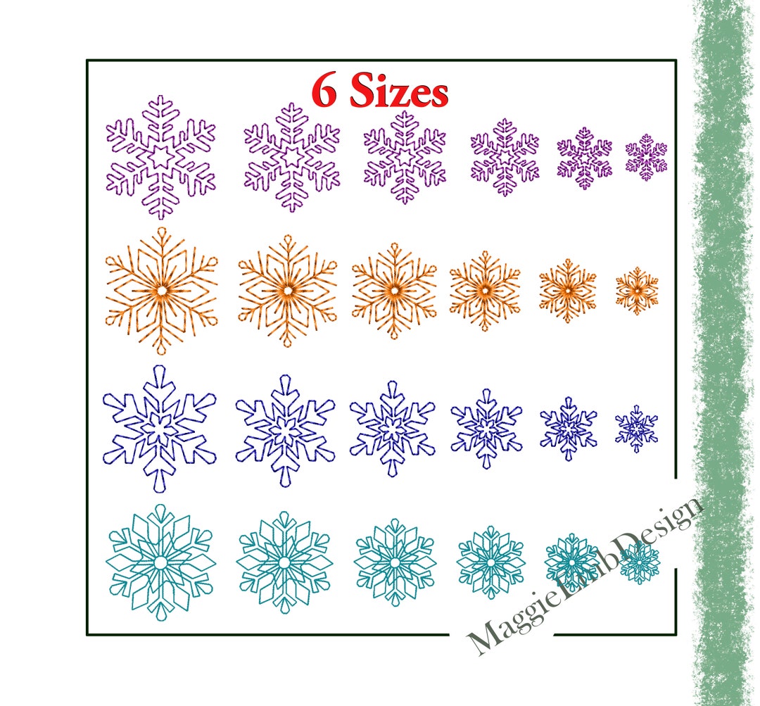 Snowflakes Micro Mini Small 24 Single Machine Embroidery Designs, Sizes ...