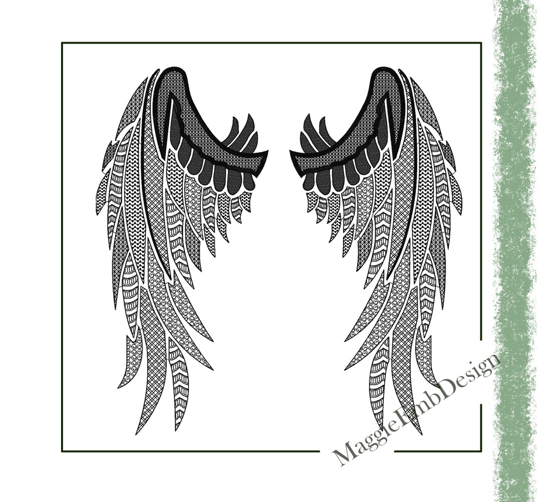 Angel Wings Machine Embroidery Design 3 Sizes Instant - Etsy