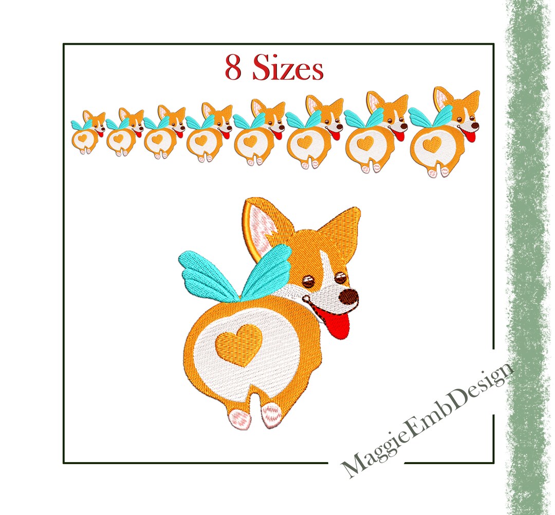 Corgi Designs Machine Embroidery Design 8 Sizes Digital Download - Etsy