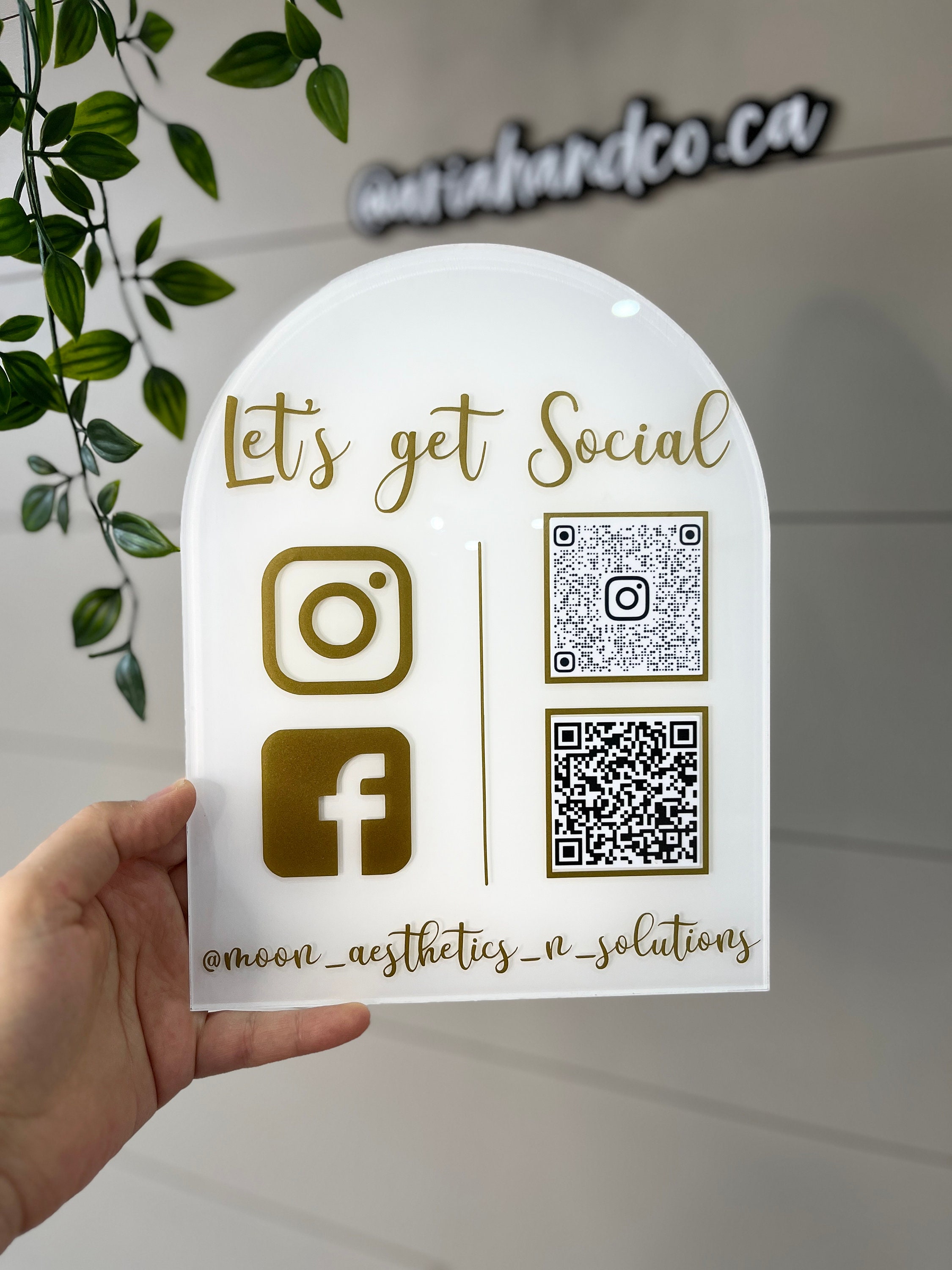 QR Code Acrylic Sign Small Business Sign Reception Desk Social Media ...