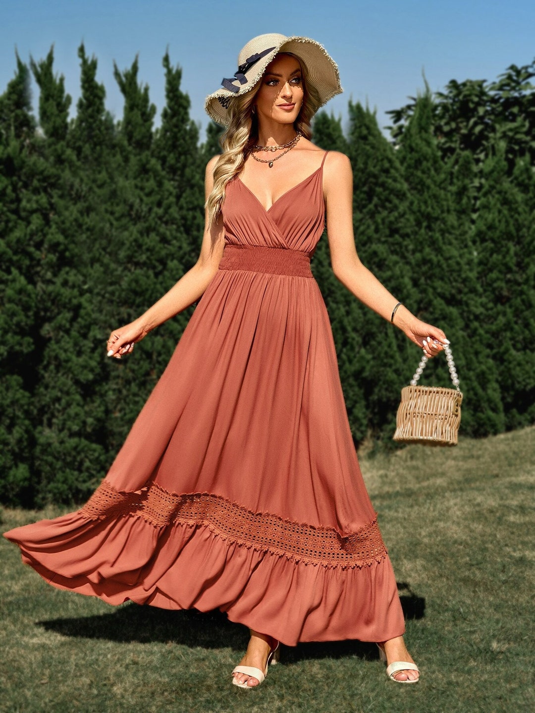 Womens Summer, Sleeveless, Elegant Long Dress, Maxi, Flowy, Beach Dress ...