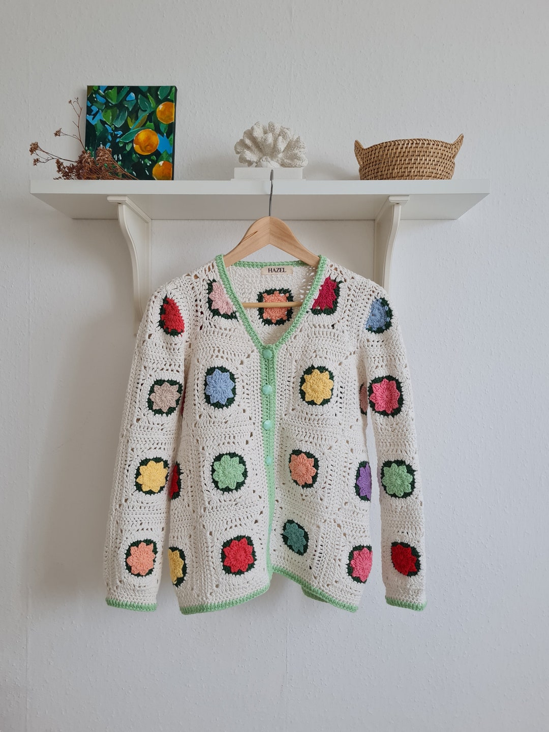 Hand Crocet Cardigan | Patchwork Granny Cardigan | Crochet Cotton ...