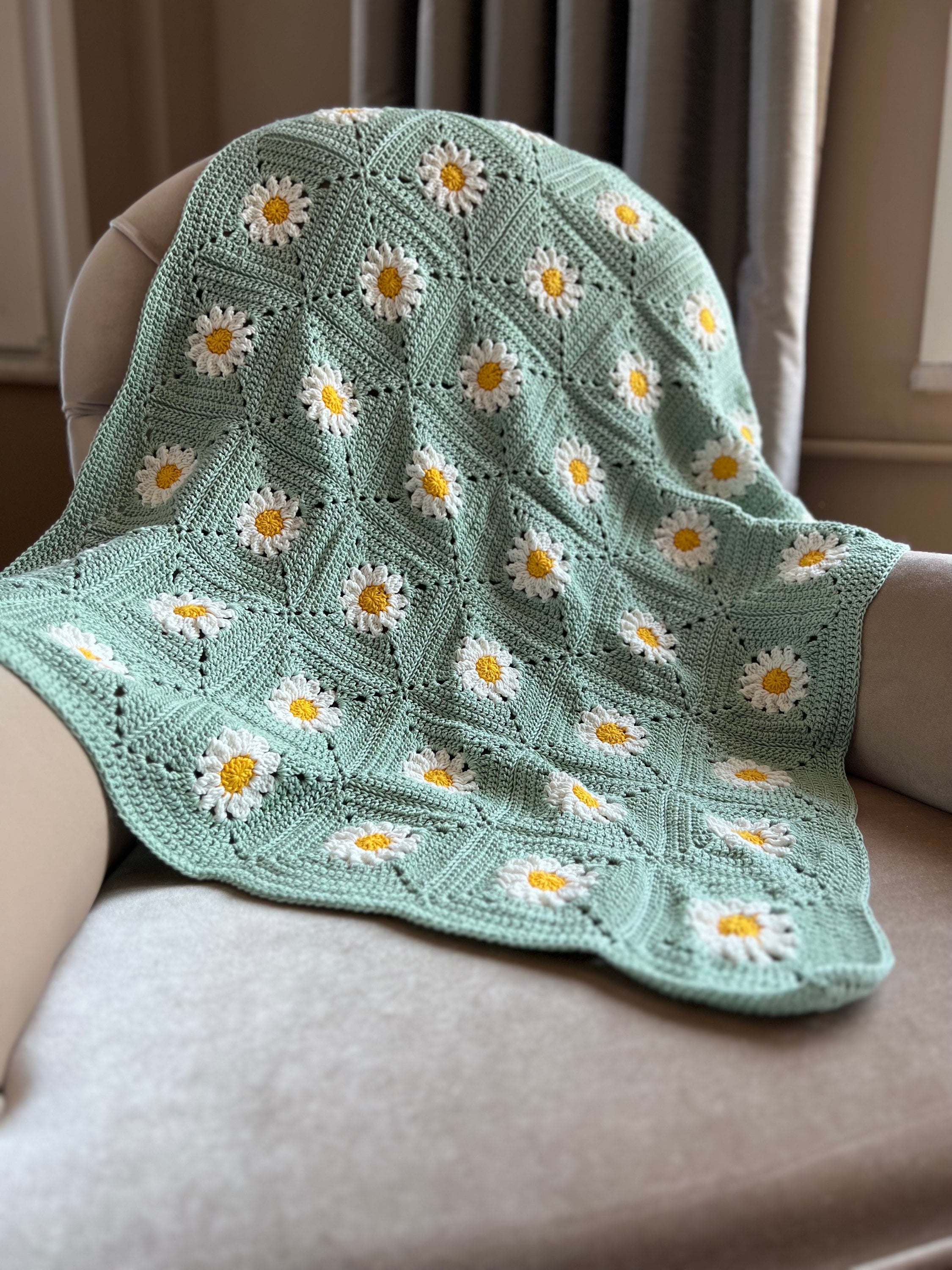 Daisy Baby Blanket Baby Shower Gift Mint Crochet Stroller - Etsy