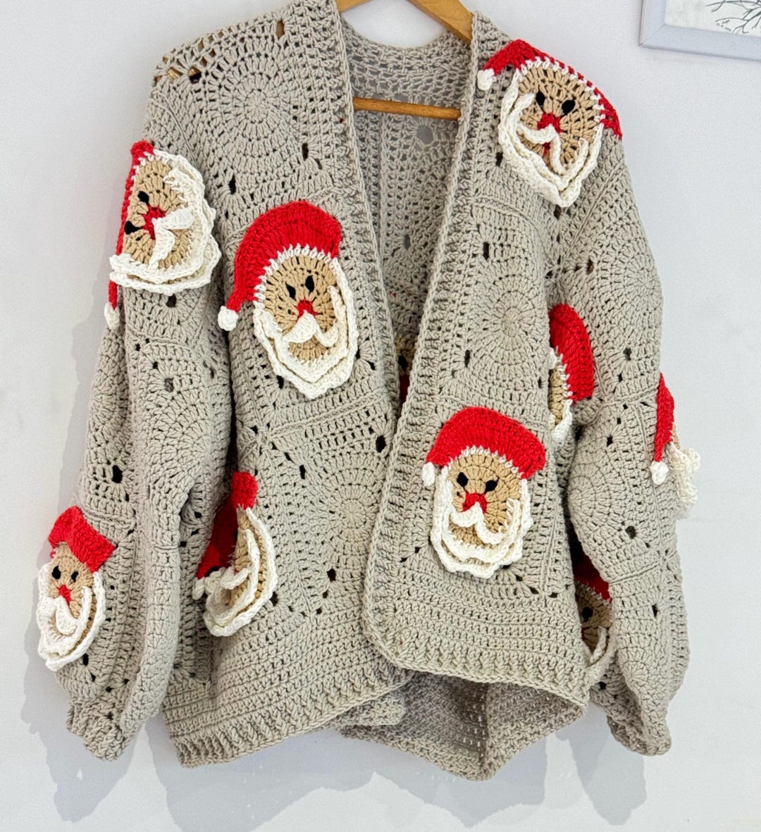 Custom Crochet Cardigan, Christmas Santa Cardigan, Unique Gift ...