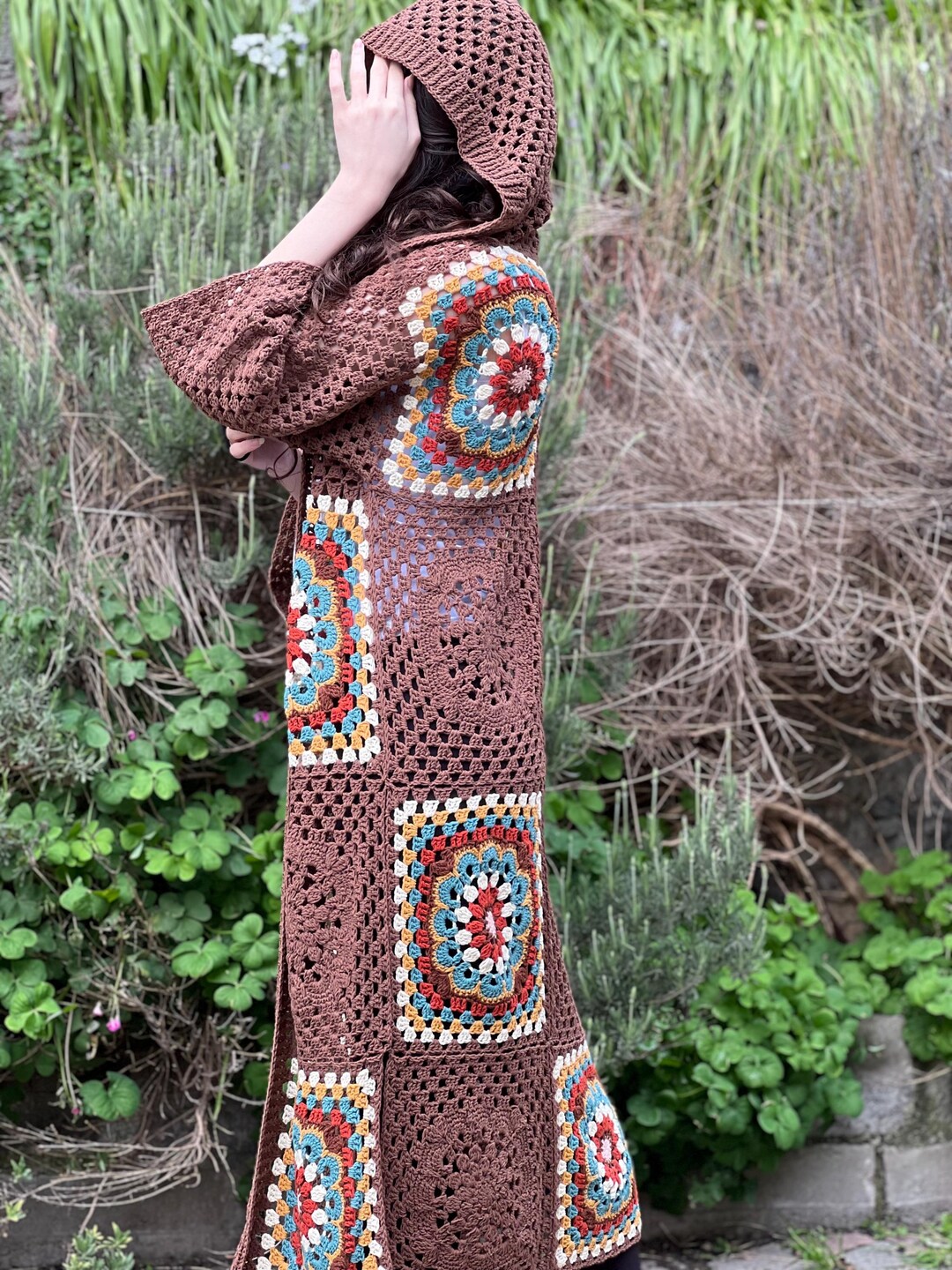 READY TO SHIP, Hooded Cotton Crochet Duster, Unique Design Blanket ...
