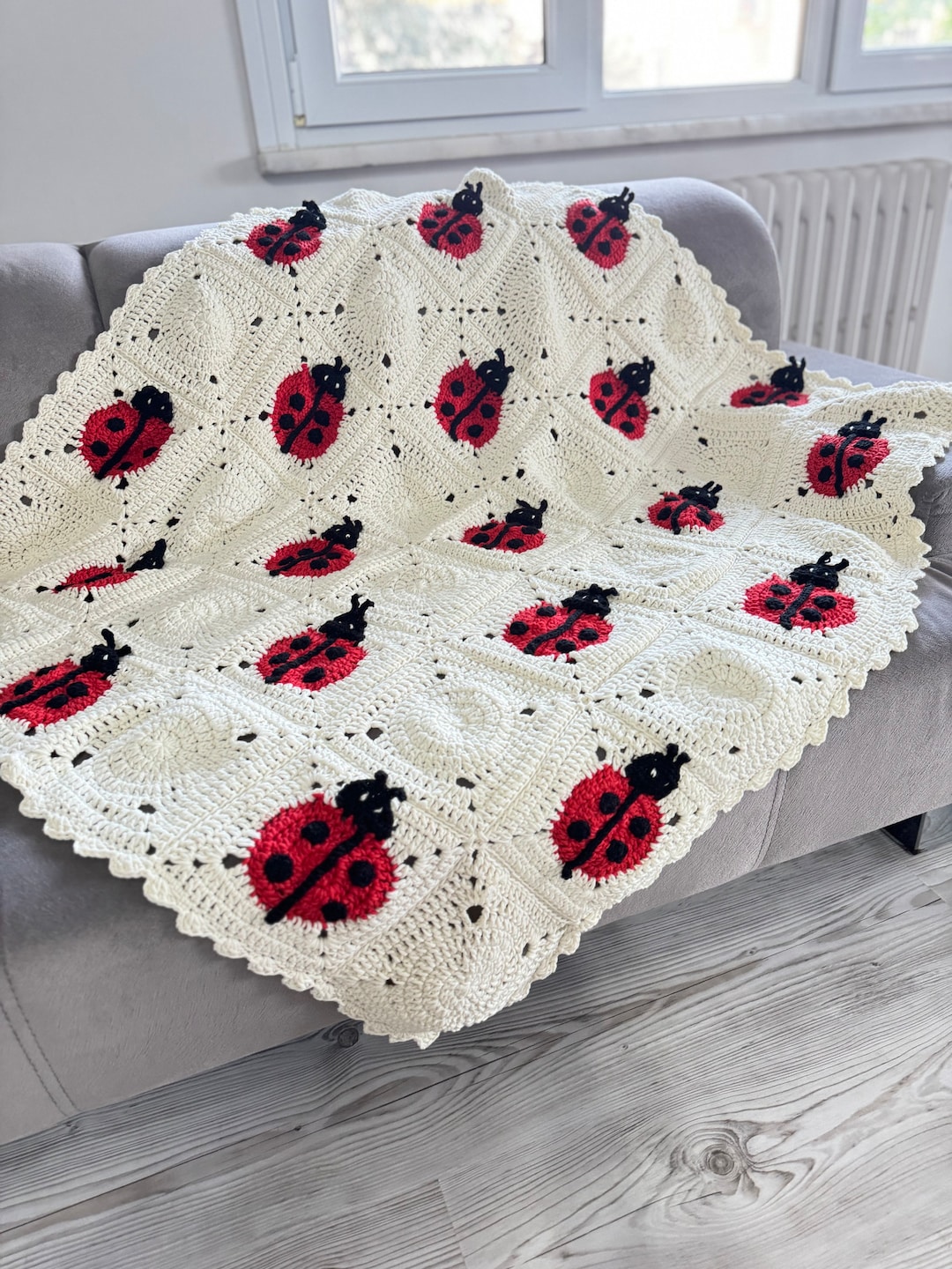Heirloom Baby Blanket, Ladybug Baby Wrap Blanket, Crochet Animal ...