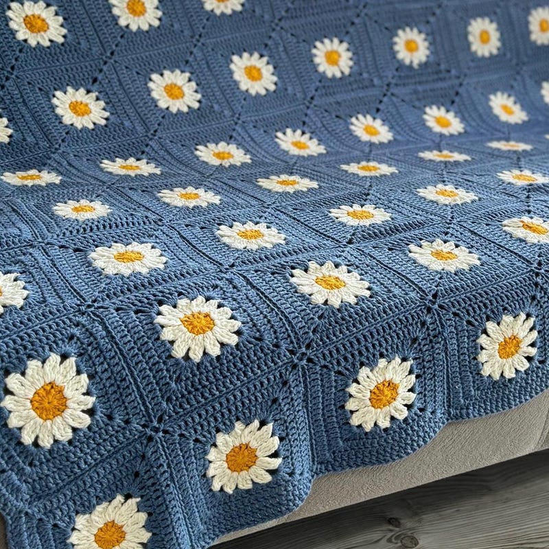 Blue Crochet Blanket - Etsy