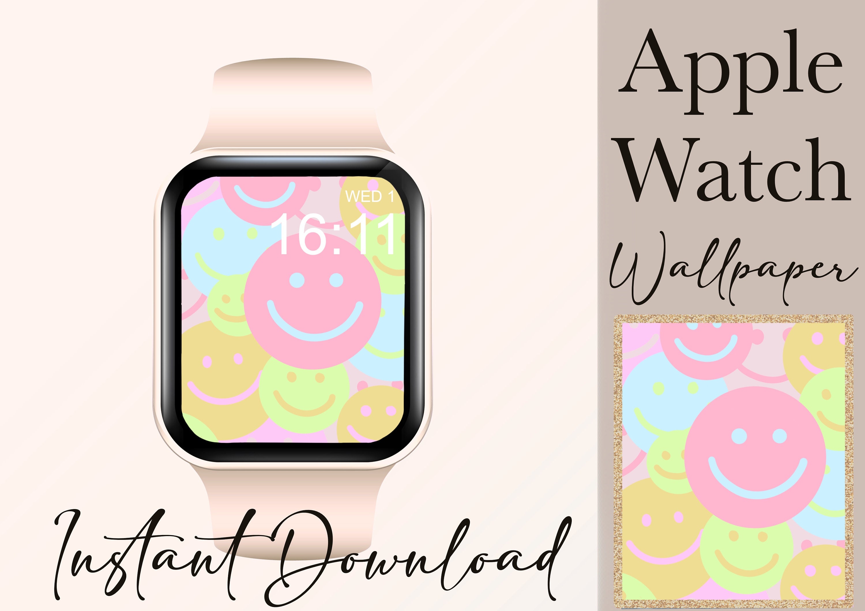Smiley Faces Colourful Retro Rainbow Smartwatch Apple Wallpaper,bright ...
