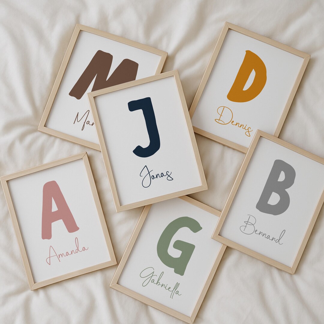 Minimalist Kids Name Print | Custom Initial Print Nursery Personalized ...