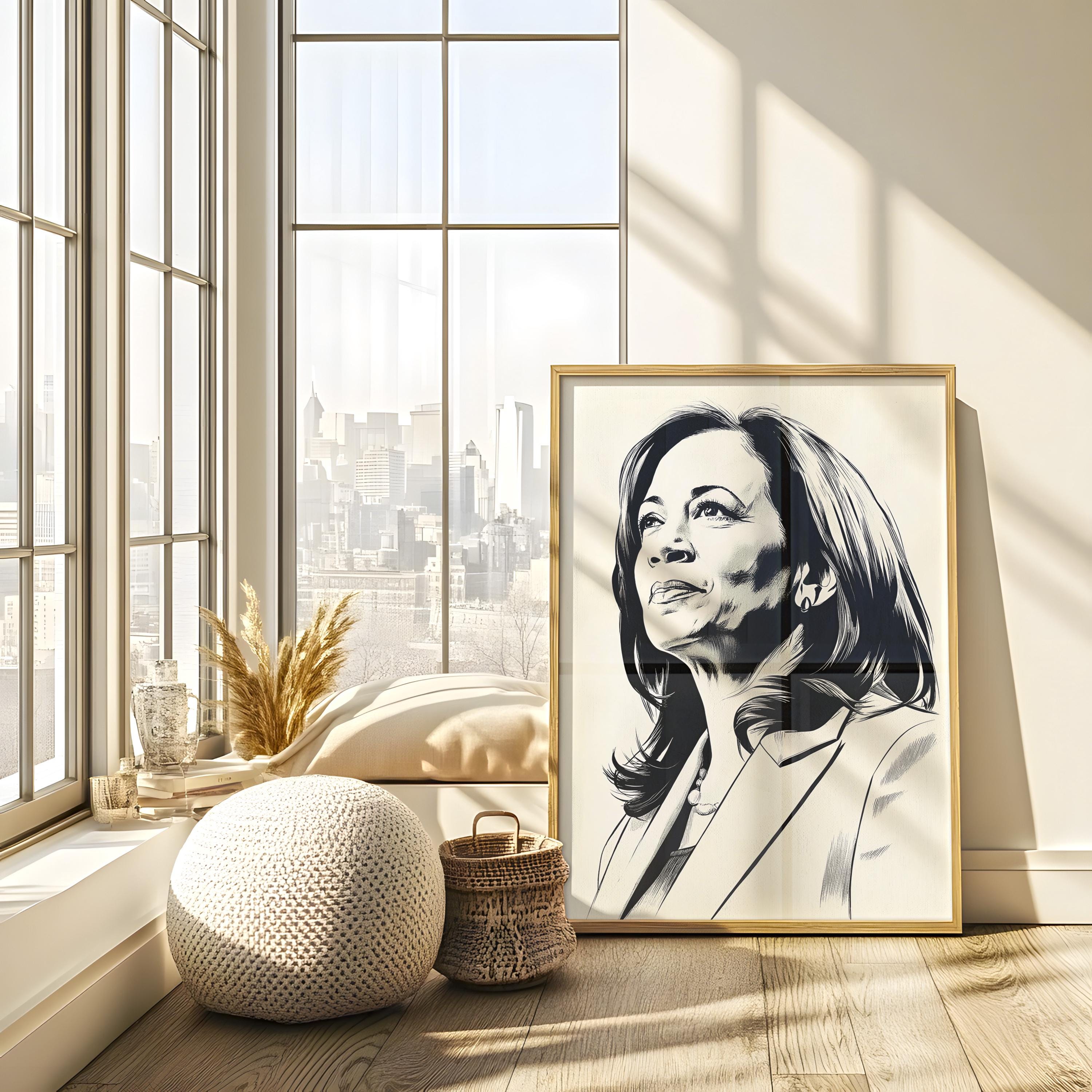 Kamala Harris Portrait Printable Art Sketch Art Print Inspirational ...