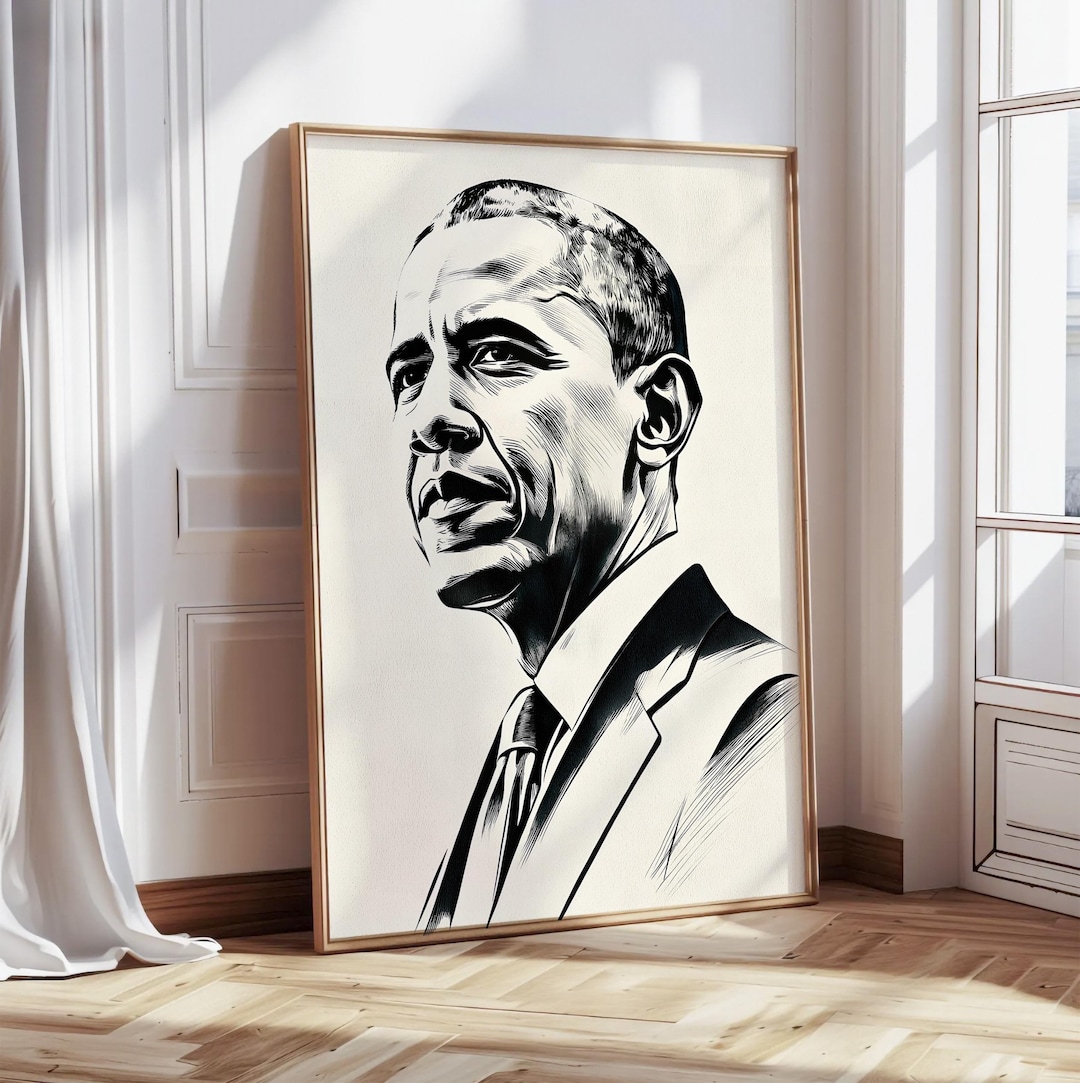 Barack Obama Portrait Printable Art Sketch Art Print Gift for Democrats ...