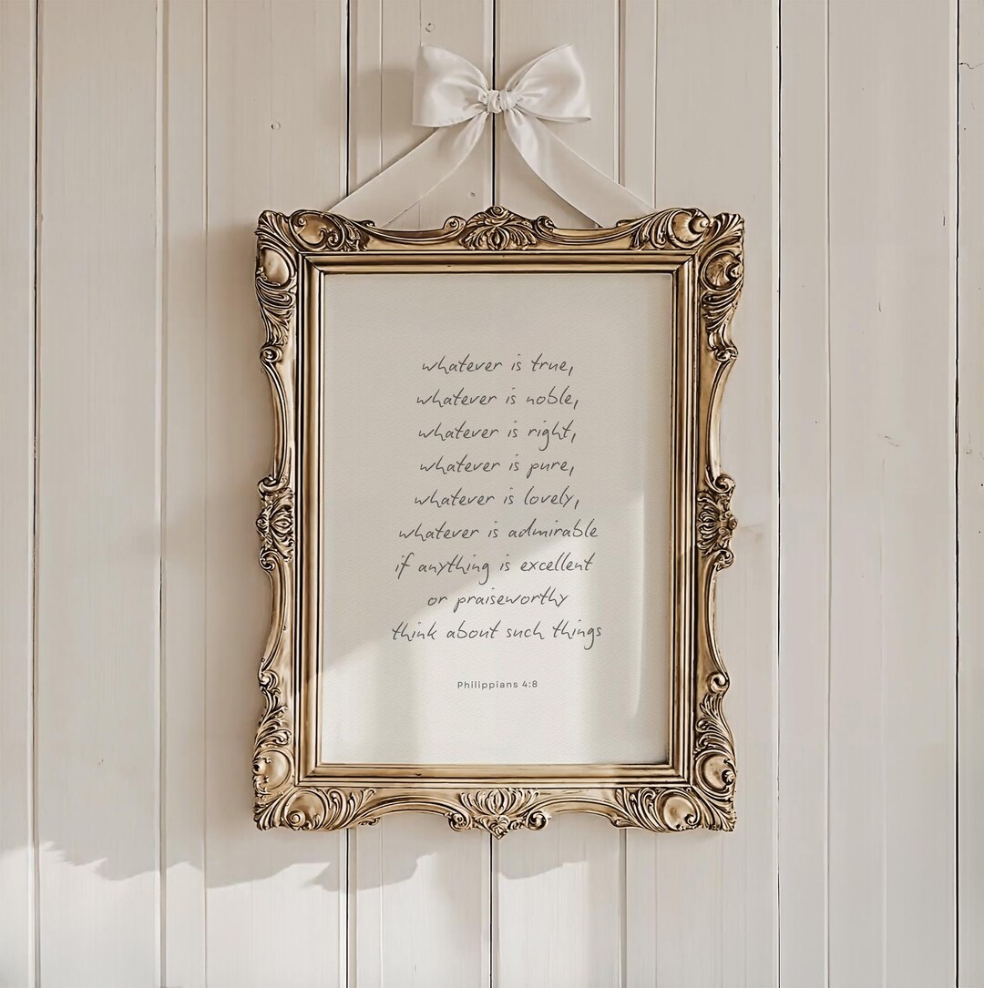 Philippians 4:8 Scripture Printable Wall Art | Christian Bible Verse ...