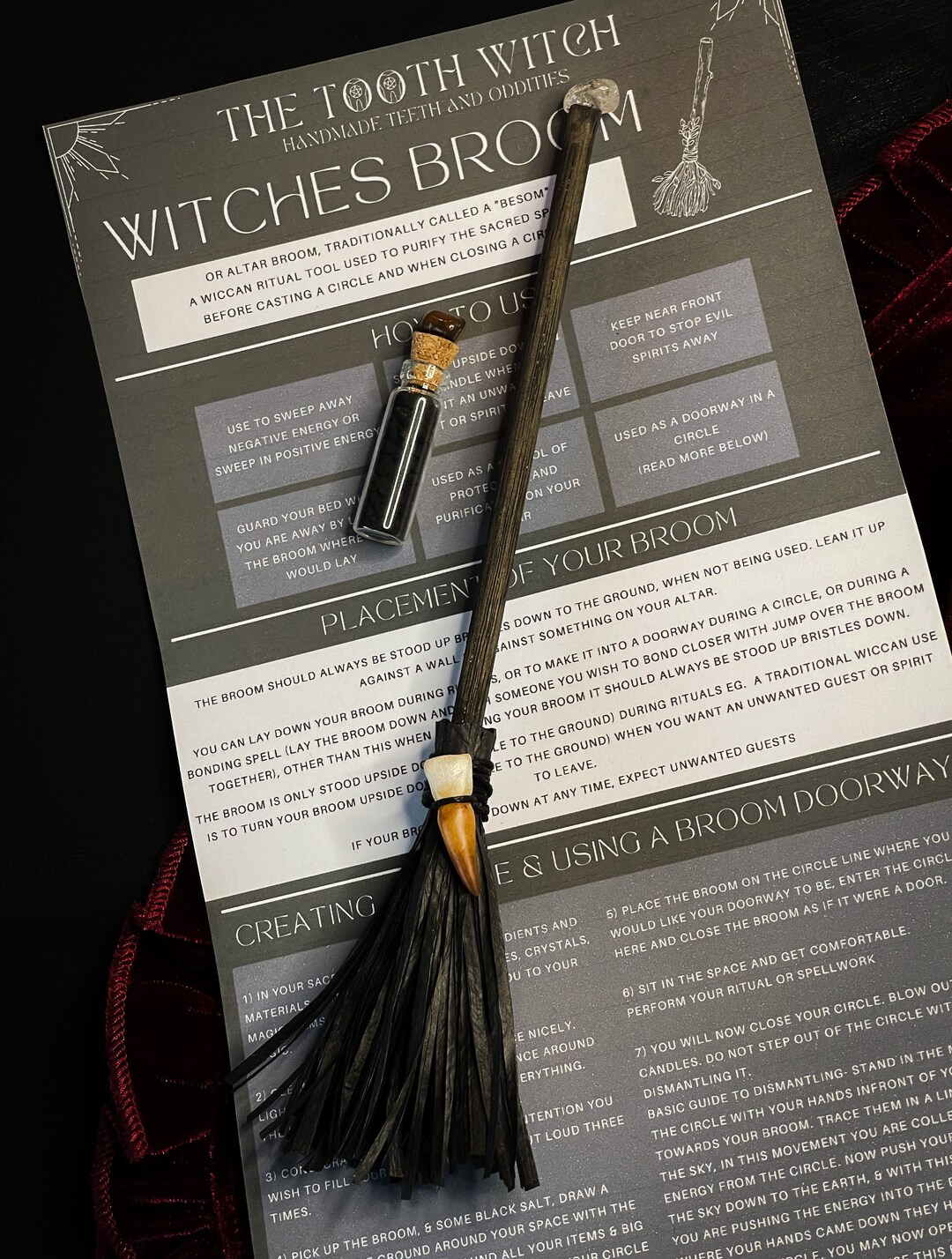 Witch Altar Broom / Besom With Human Tooth Pendant *included* Free ...