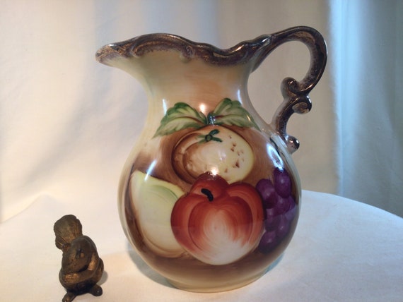 Vintage Hand Painted Pitcher | Etsy