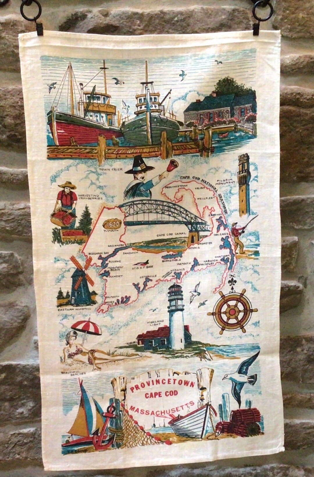 Vintage province Town Cape Cod Massachusetts Linen Tea Towel - Etsy