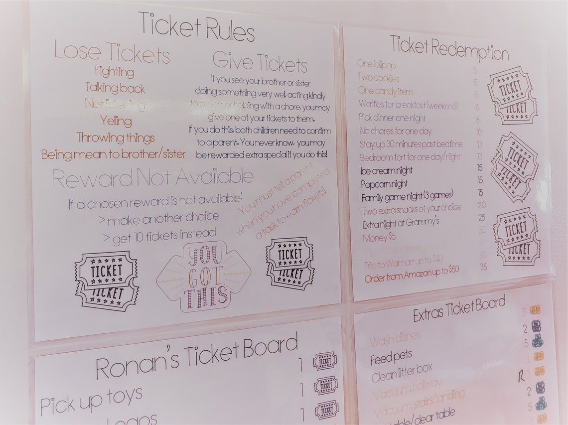 Ticket Board Reward Chart - Etsy